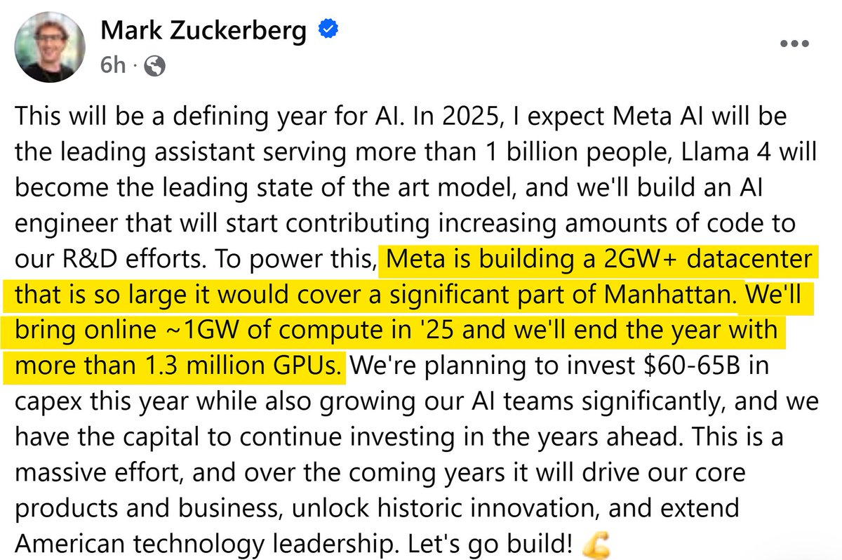 Inside Meta AI’s 2025 vision: 1 billion users, Llama 4, and a 2GW data ...
